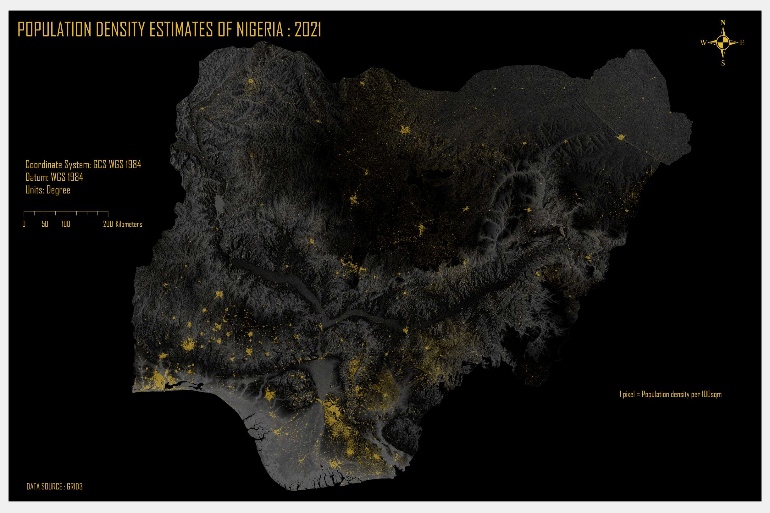 2D Shaded relief map of Africa. | Spatialnode
