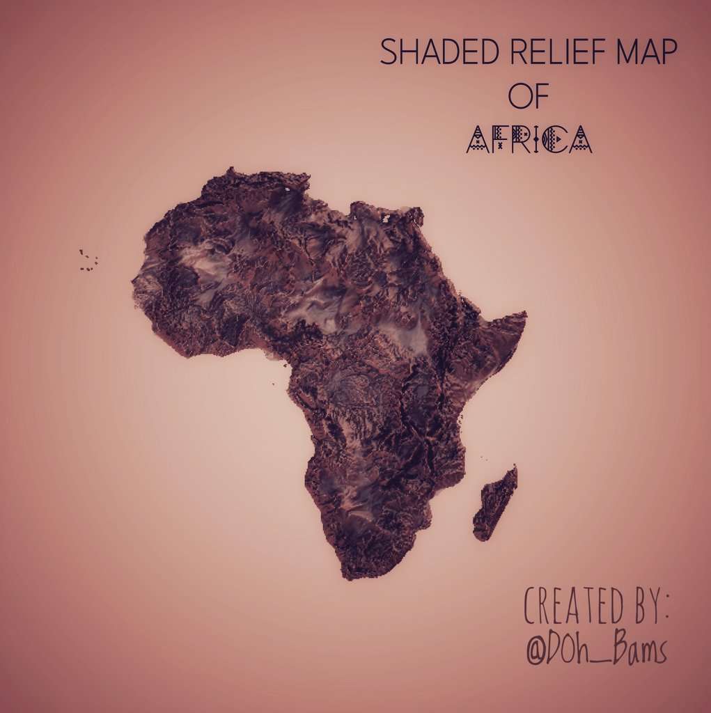 2D Shaded relief map of Africa. | Spatialnode